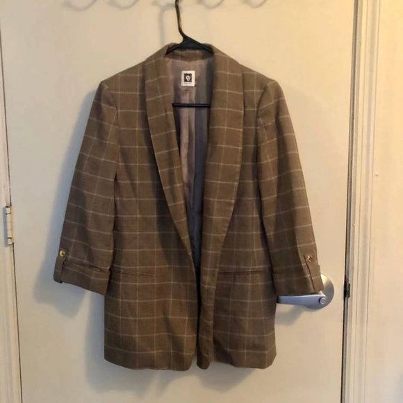 Anne Klein | Jackets & Coats | Anne Klein Plaid Openfront Blazer Size S | Poshmark
